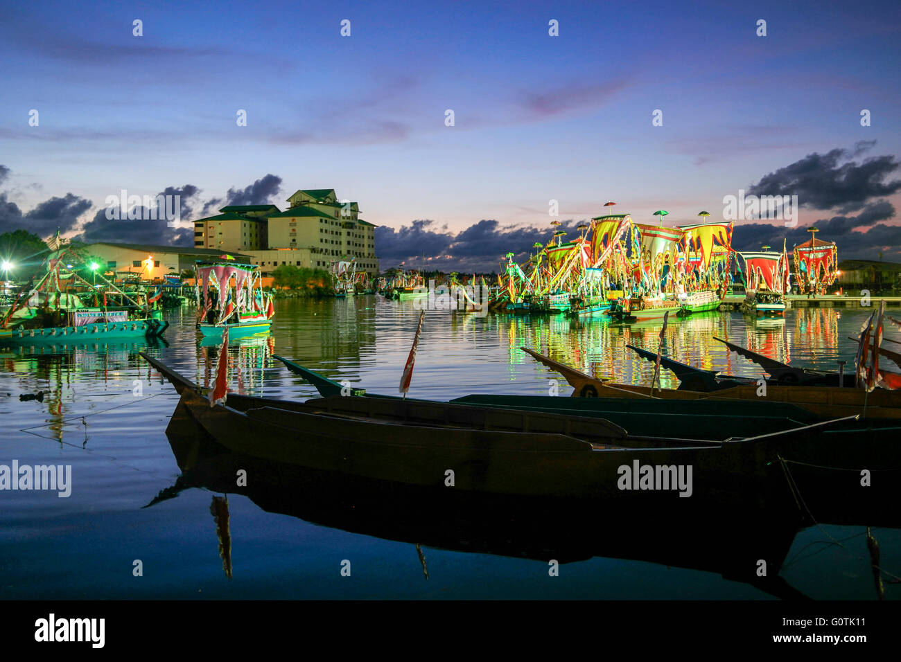 Bajau’s traditional boat call lepa-lepa shot during cloudy sunrise ...
