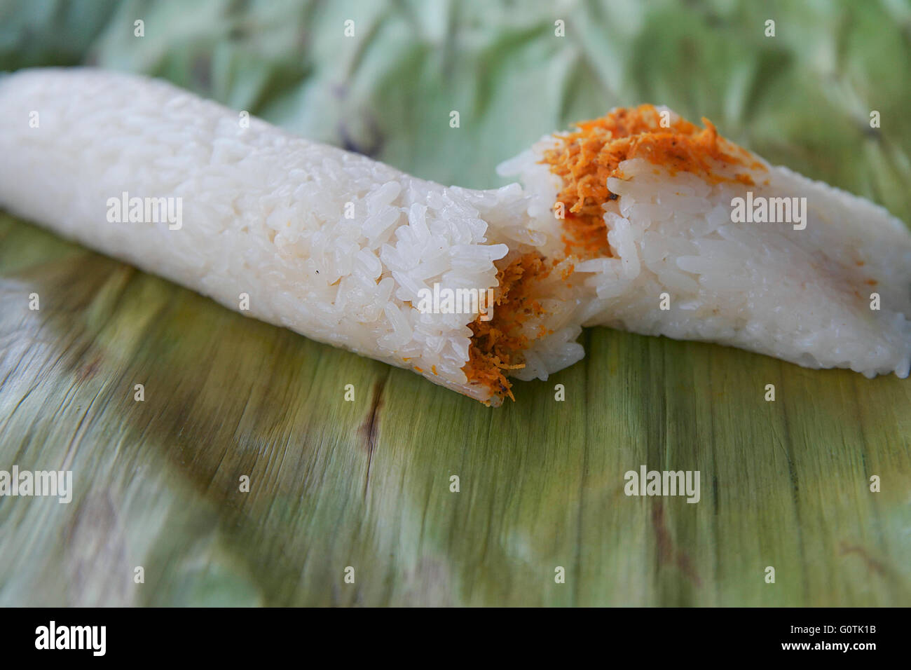 Malaysia local food called Pulut Panggang or grilled glutinous rice ...