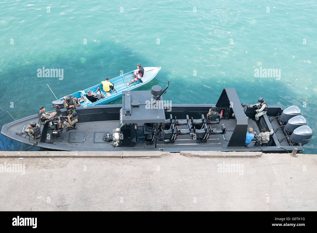 Royal Malaysian Police Special Task Force patroling around the sea ...