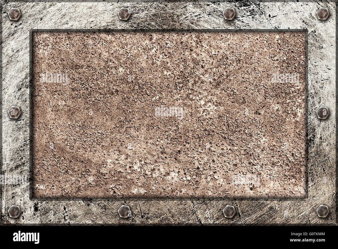 metallic texture framed frame with bolts Stock Photo - Alamy