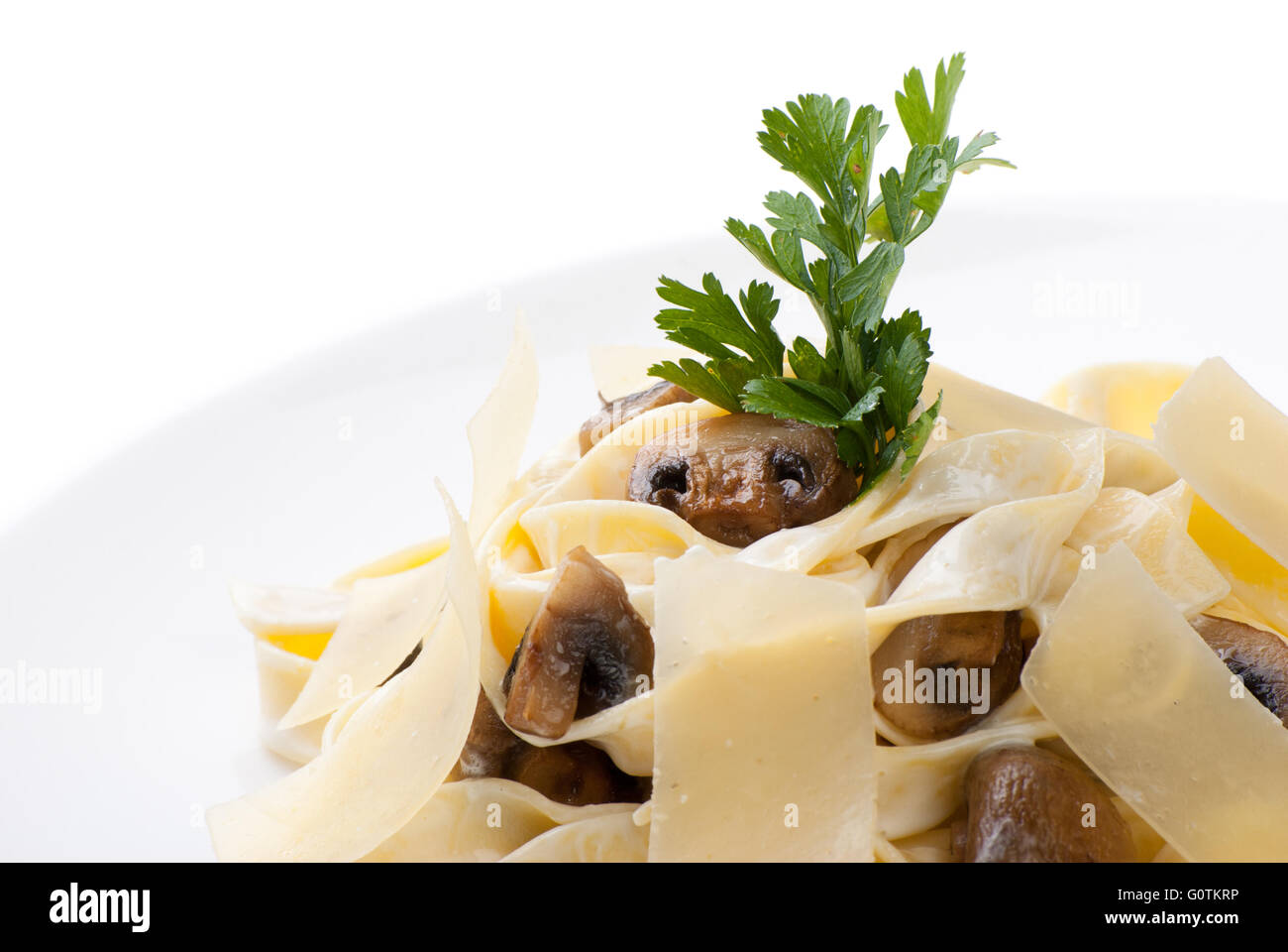 Tagliatelle with champignon and cheese sauce Stock Photo - Alamy