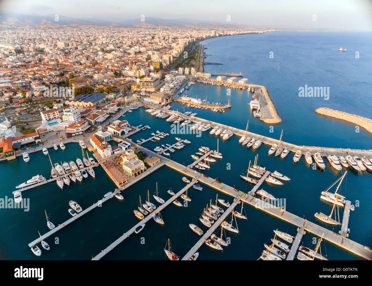 Aerial view of the beautiful Marina in Limassol city in Cyprus, the ...