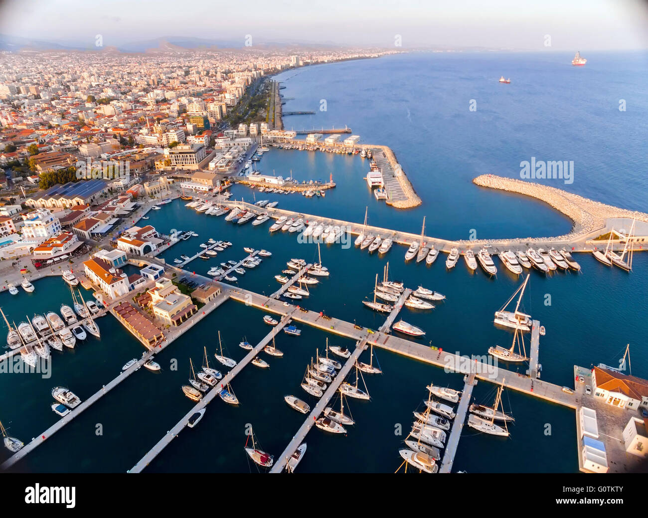 Aerial view of the beautiful Marina in Limassol city in Cyprus, the ...