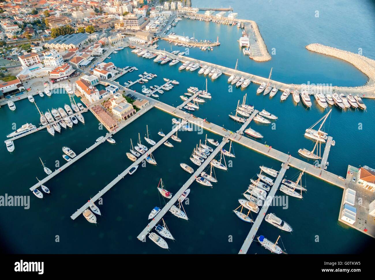 Aerial view of the beautiful Marina in Limassol city in Cyprus, the ...