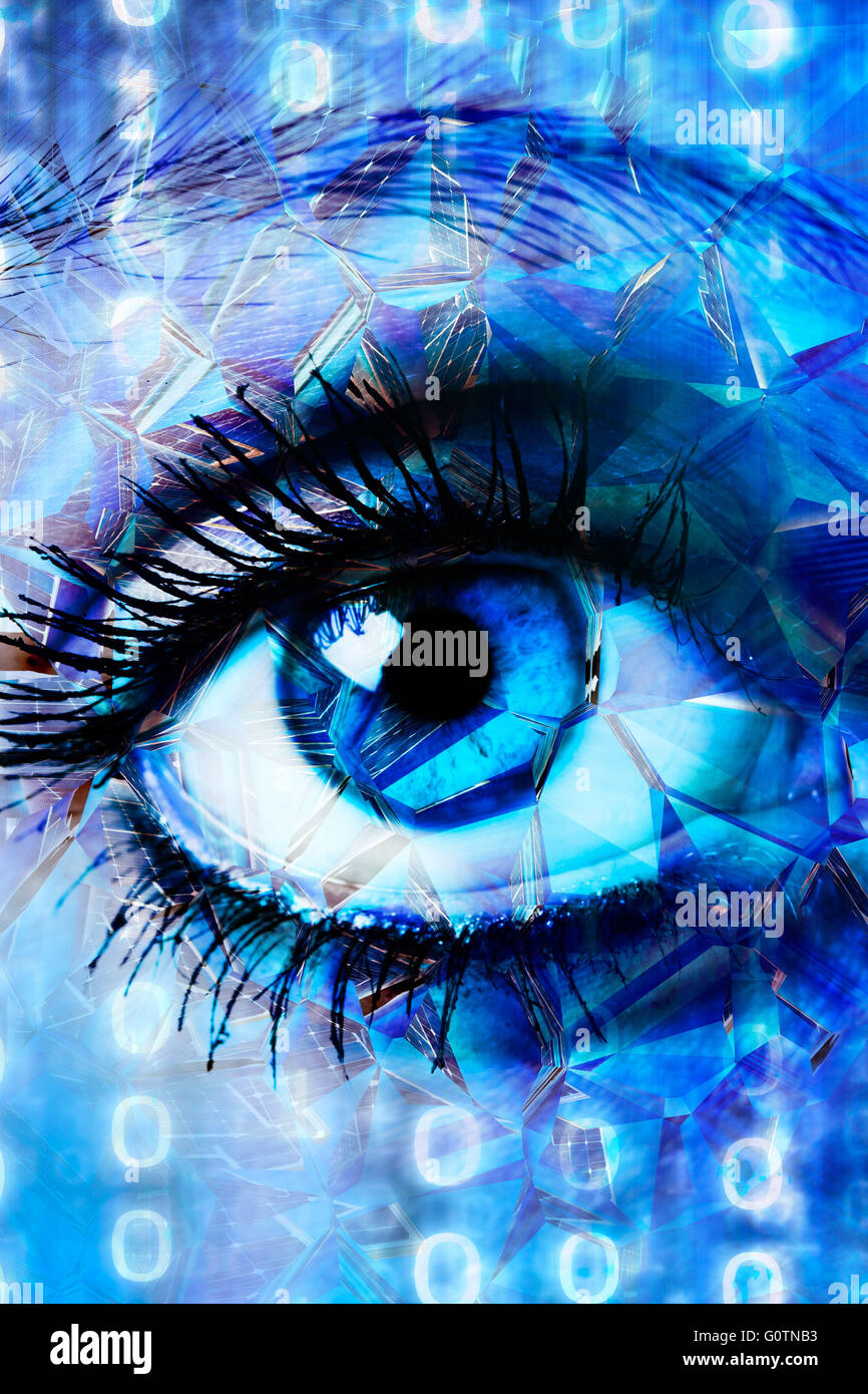 woman eye and binary digits Stock Photo - Alamy