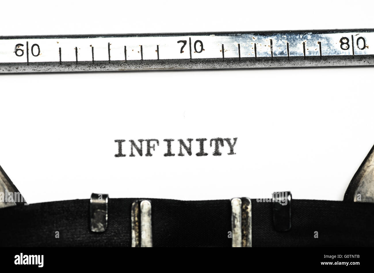 word infinity typed on an old typewriter Stock Photo - Alamy