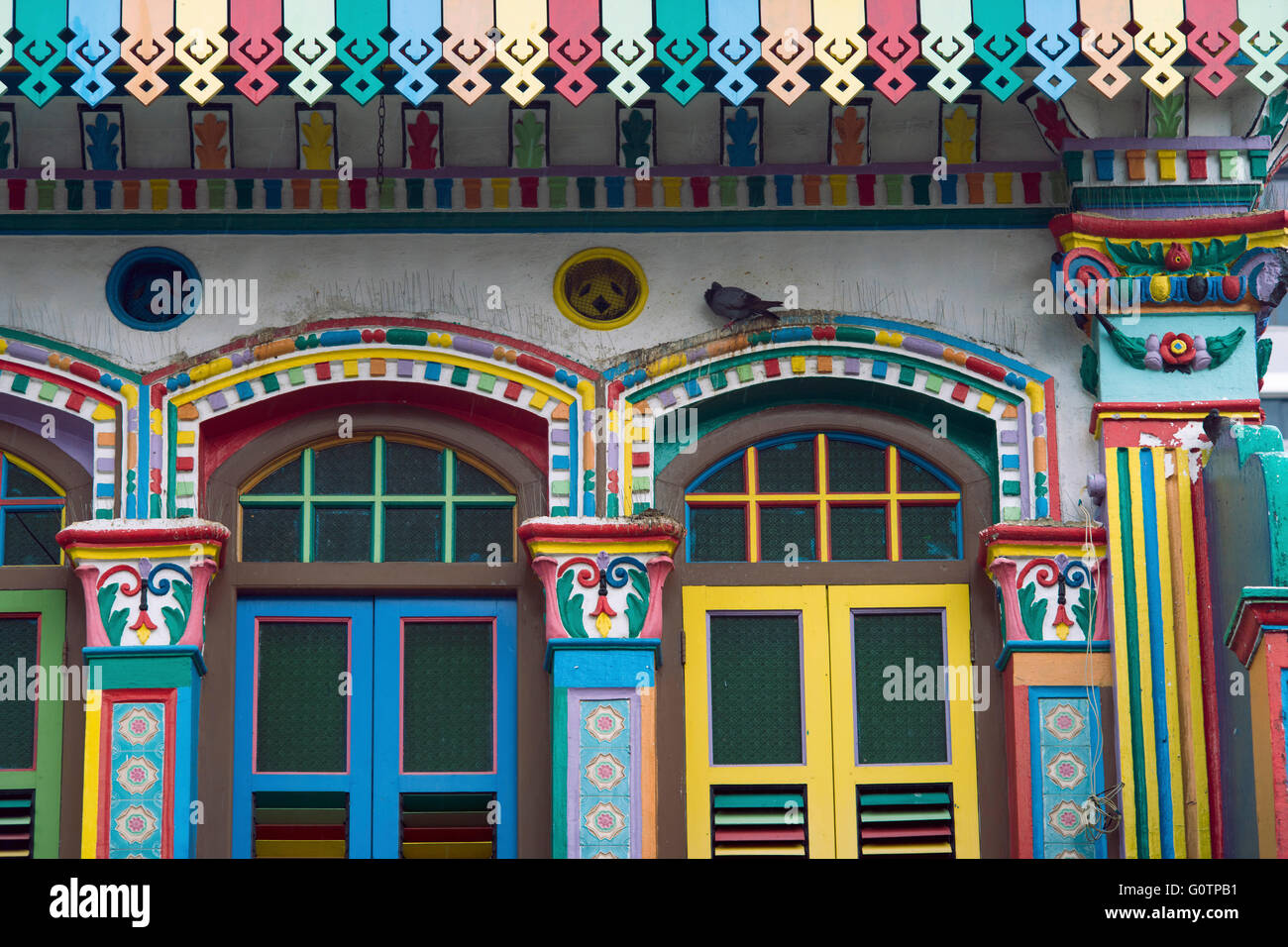 traditional painted exterior of Indian house in Singapore Stock Photo ...