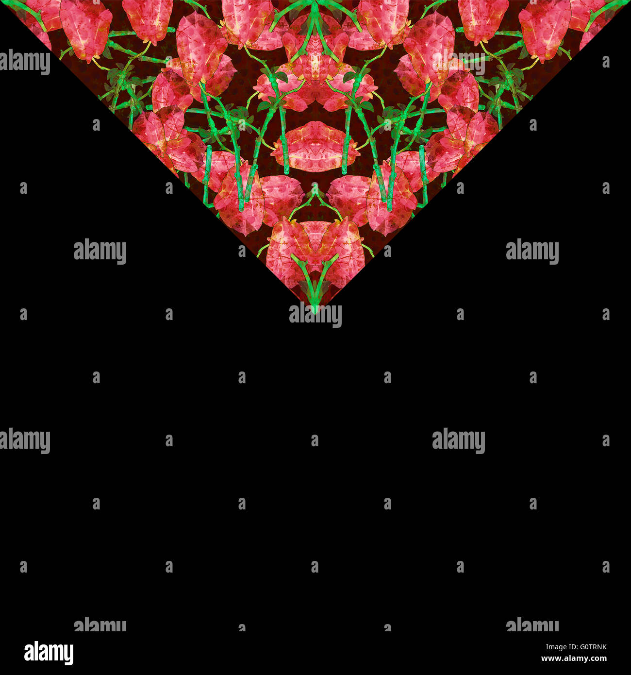 Black background with floral collage pattern design triangle borders in ...