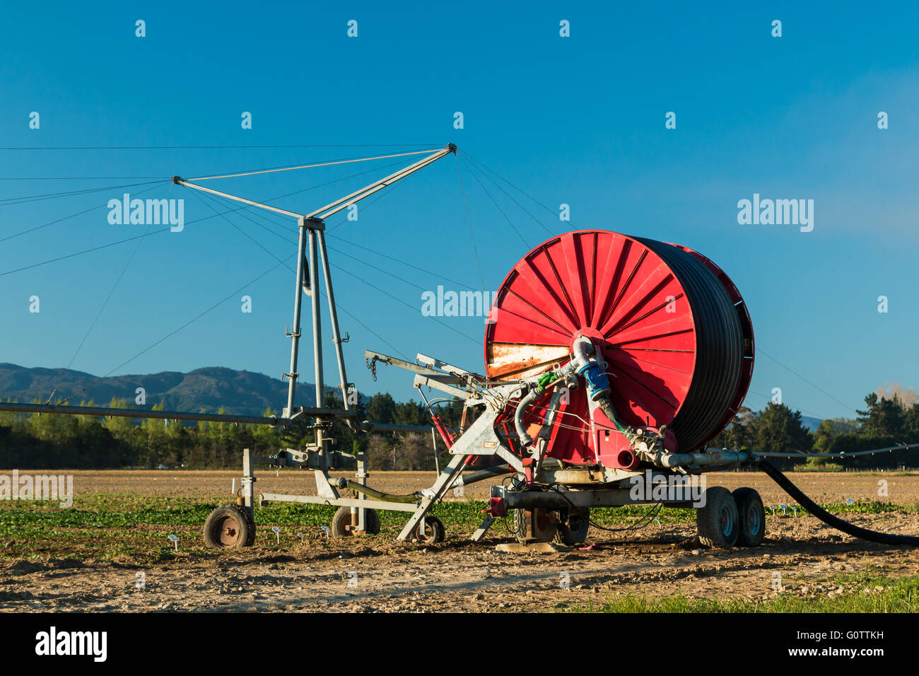 Large irrigation system use for watering crops Stock Photo - Alamy