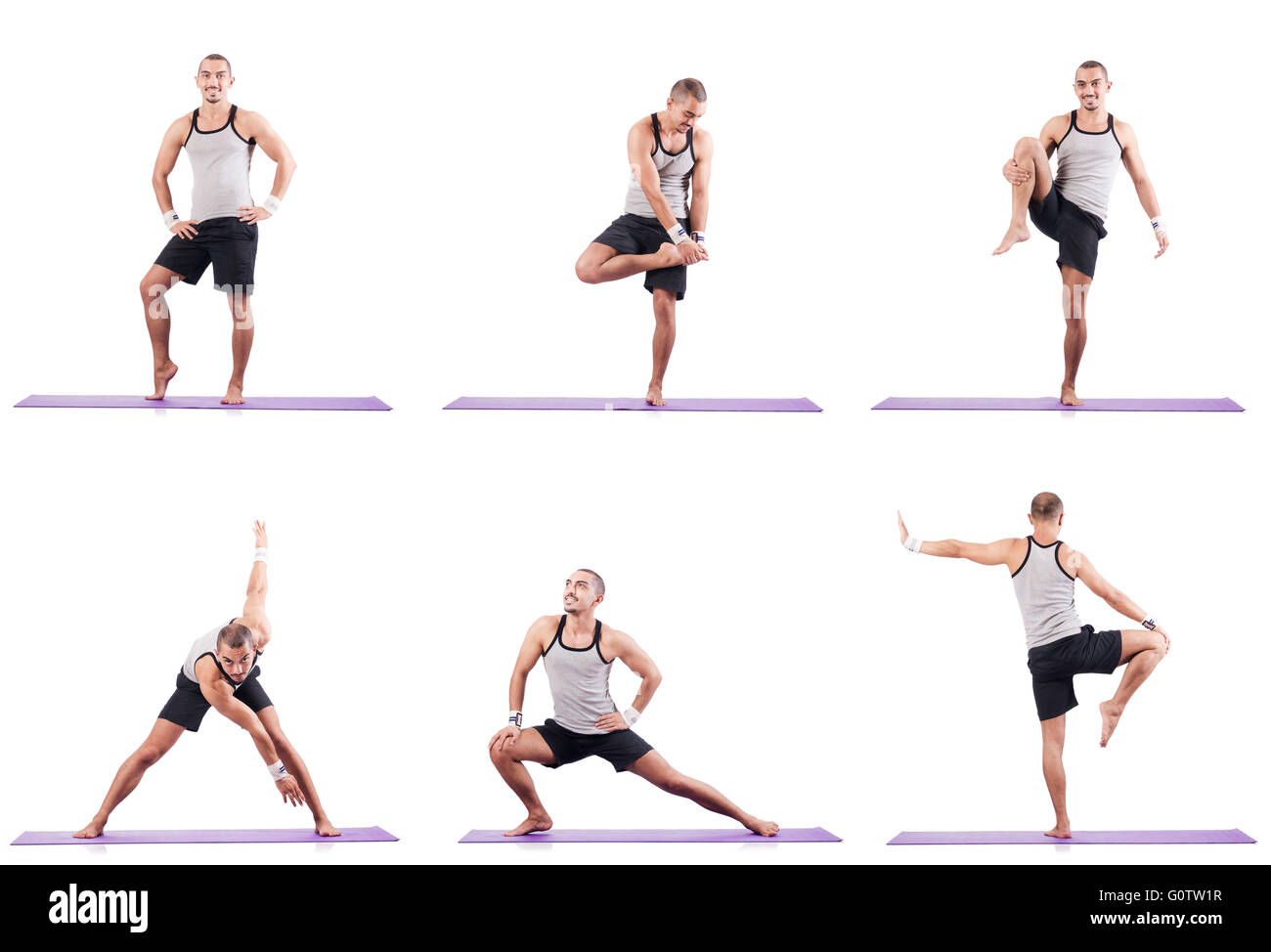 Man doing exercises on white Stock Photo - Alamy
