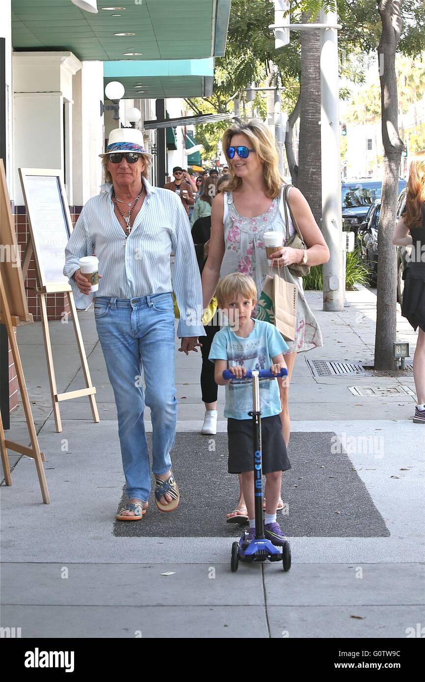 Rod Stewart out with wife Penny Lancaster and their son, Aiden on a ...
