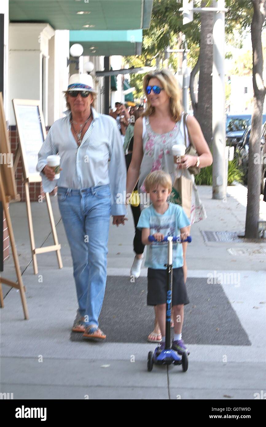 Rod Stewart out with wife Penny Lancaster and their son, Aiden on a ...
