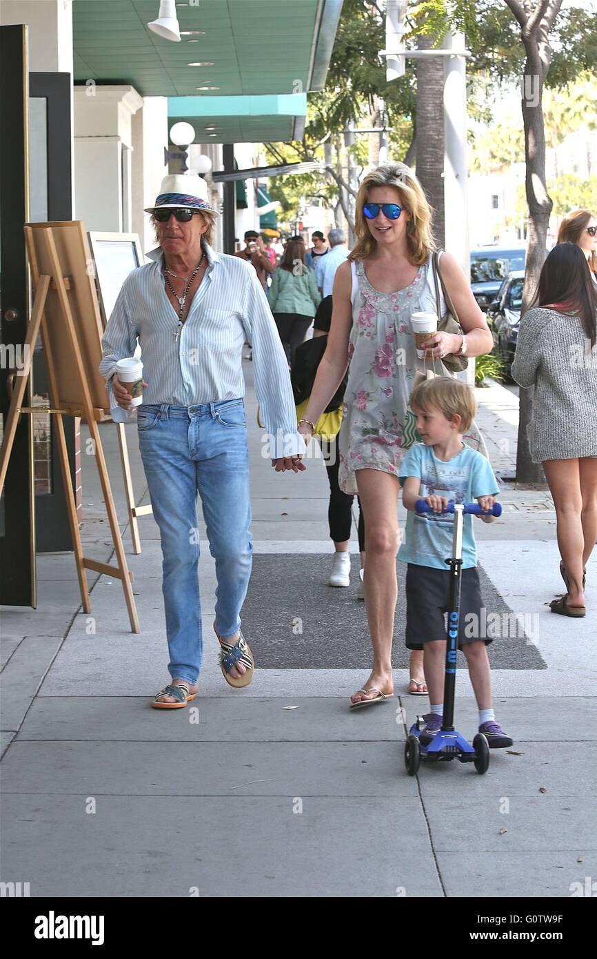 Rod Stewart out with wife Penny Lancaster and their son, Aiden on a ...