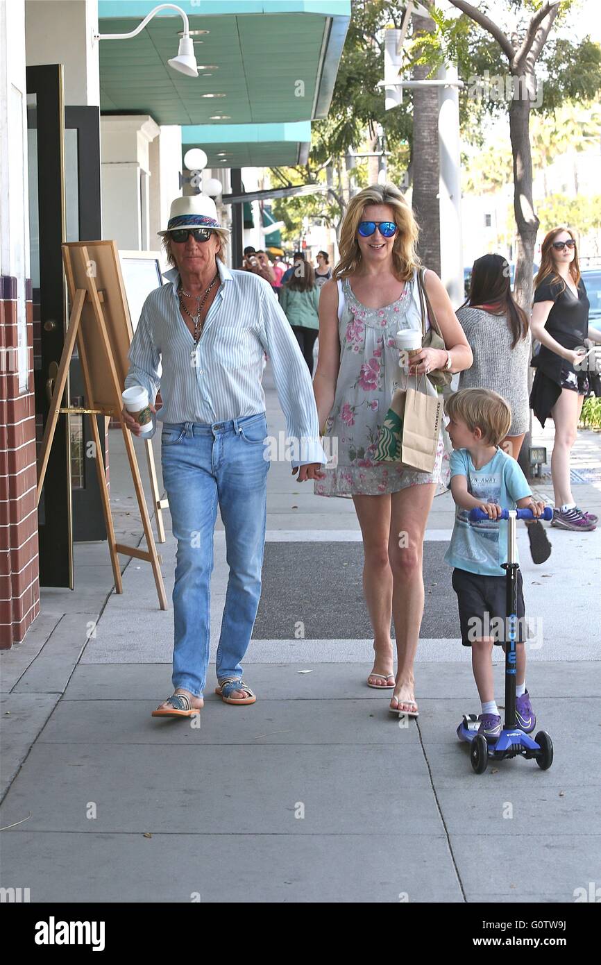 Rod Stewart out with wife Penny Lancaster and their son, Aiden on a ...