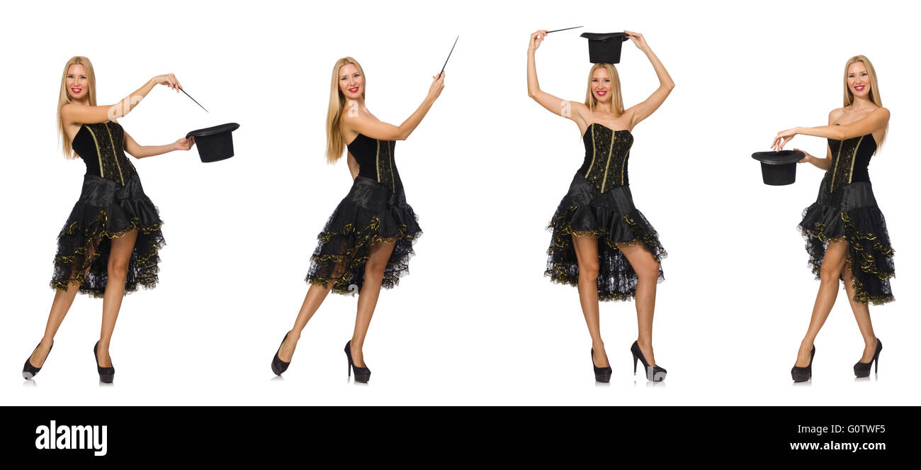 Composite photo of woman doing tricks Stock Photo - Alamy
