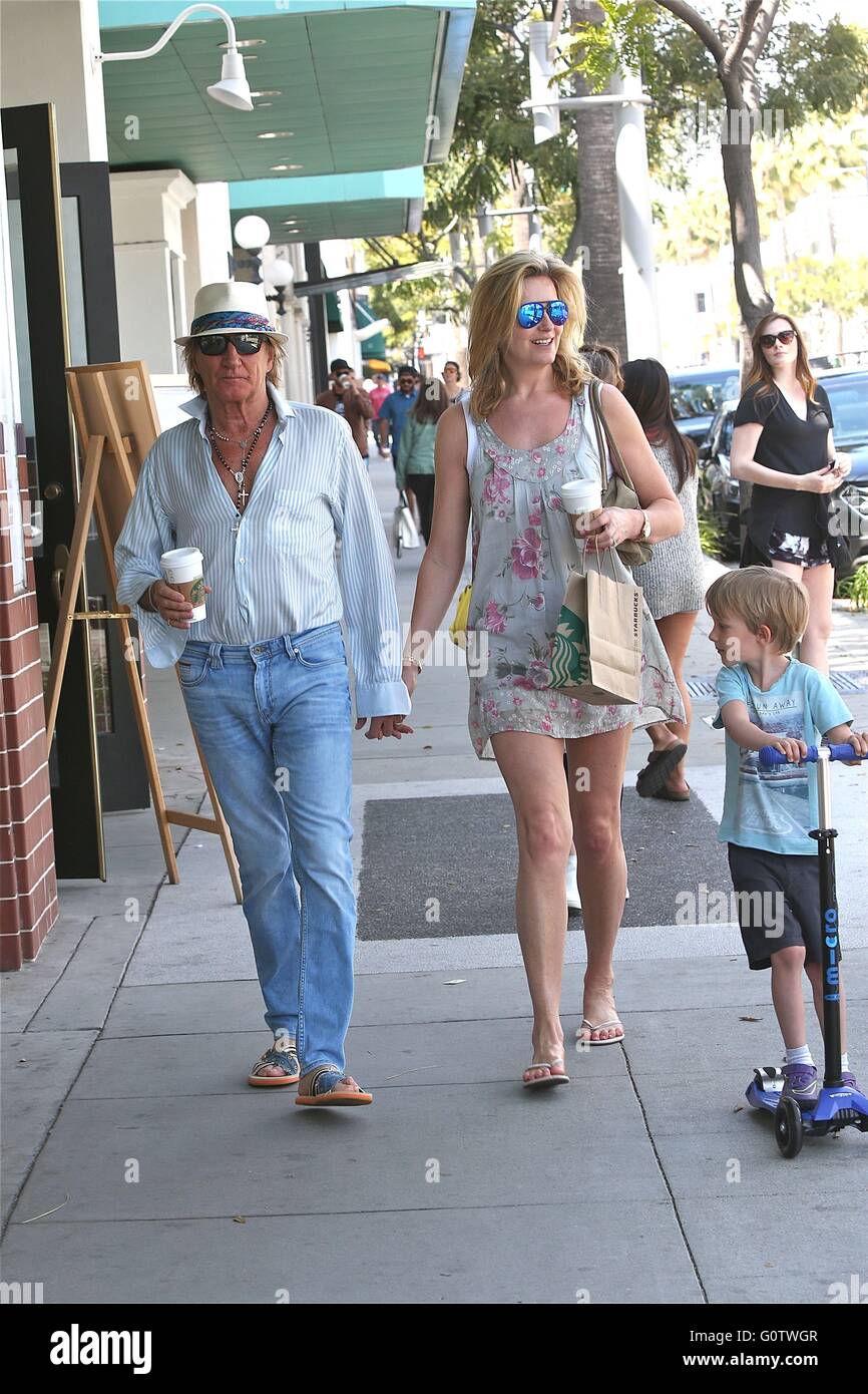 Rod Stewart out with wife Penny Lancaster and their son, Aiden on a ...