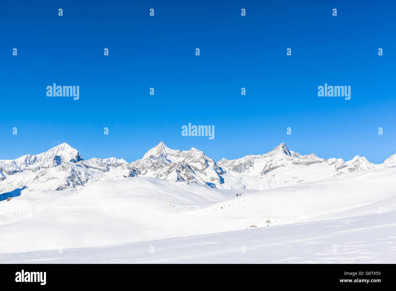 Panorama view of the Pennine Alps on the Italian-Swiss border near ...