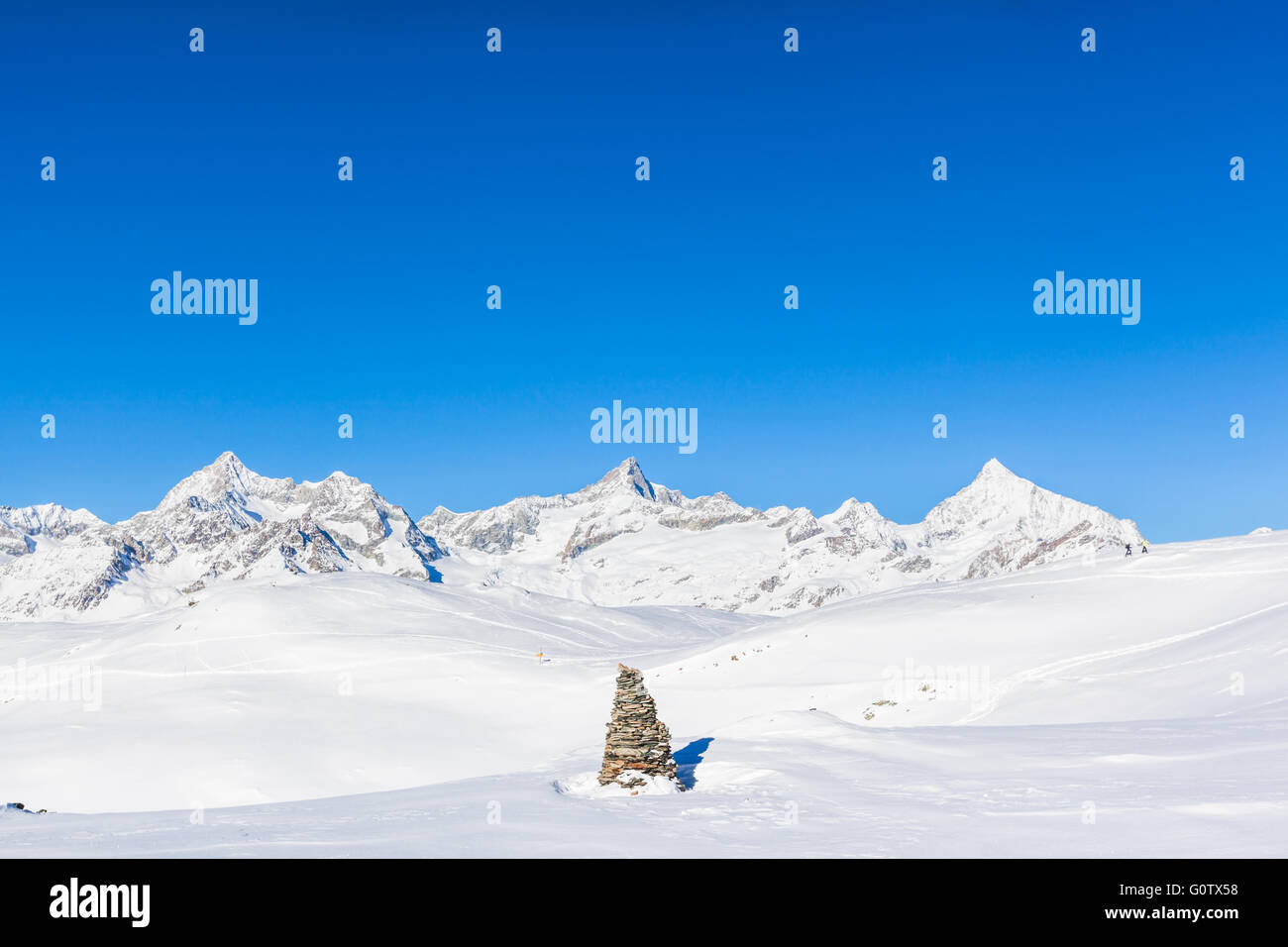 Panorama view of the Pennine Alps on the Italian-Swiss border near ...