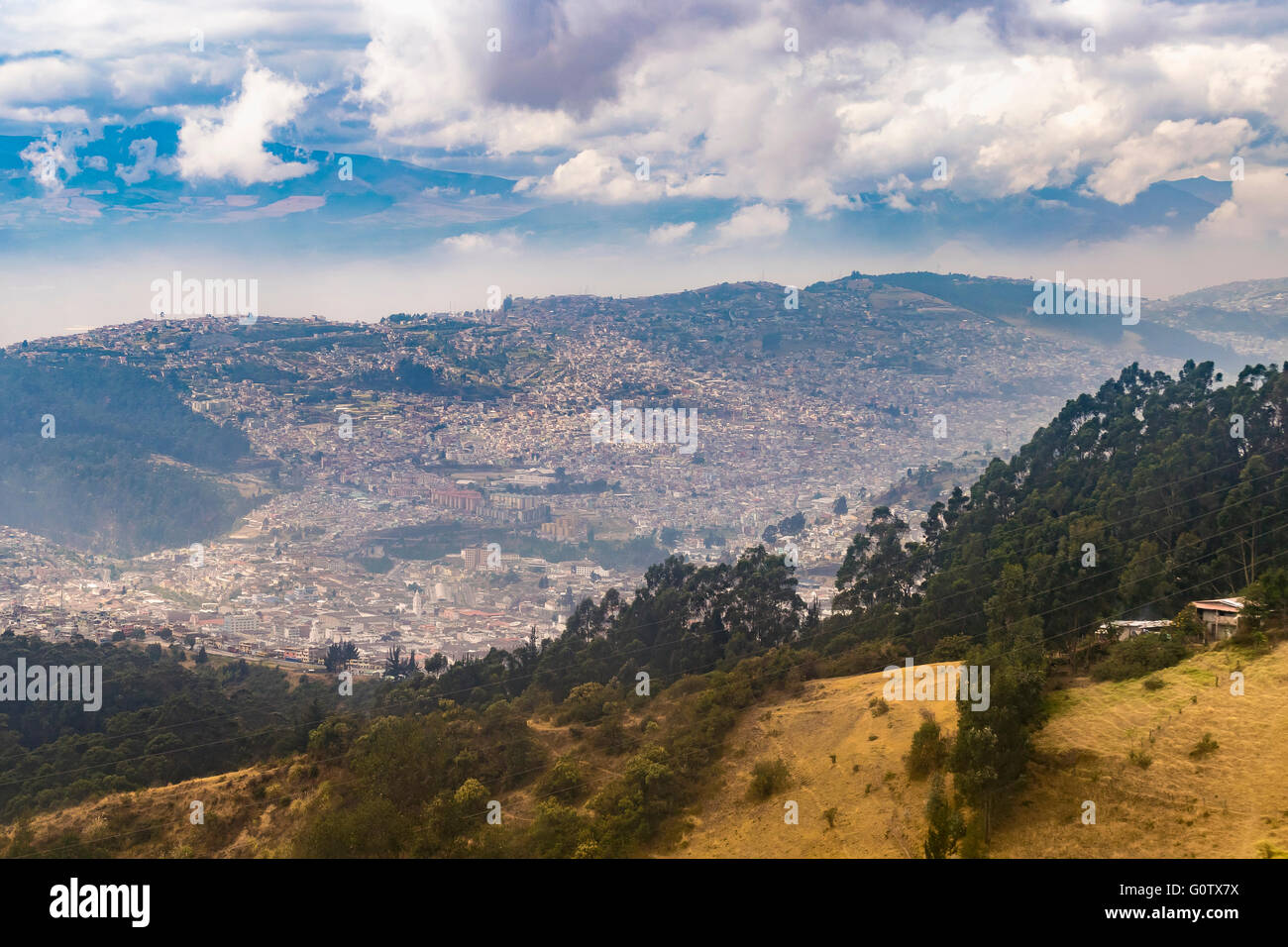 Andes range mountains landscape scene from the top of Cruz Loma hill ...