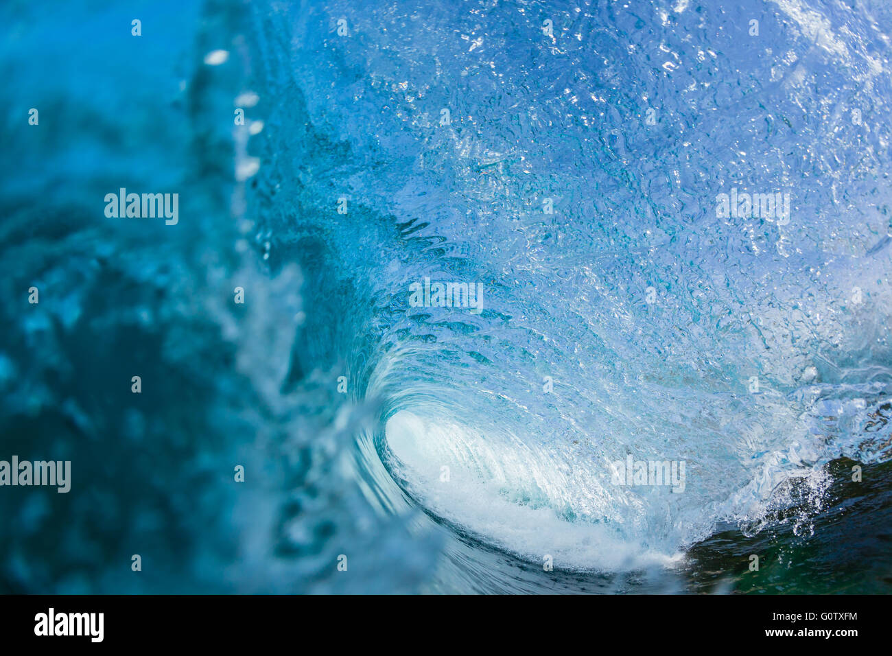 Ocean blue wave crashing swimming inside closeup encounter of water ...