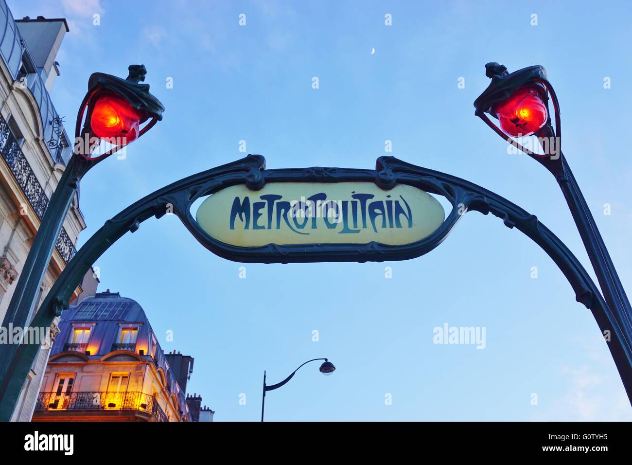 Sign at the entrance of a metro (Metropolitain) subway station in the ...