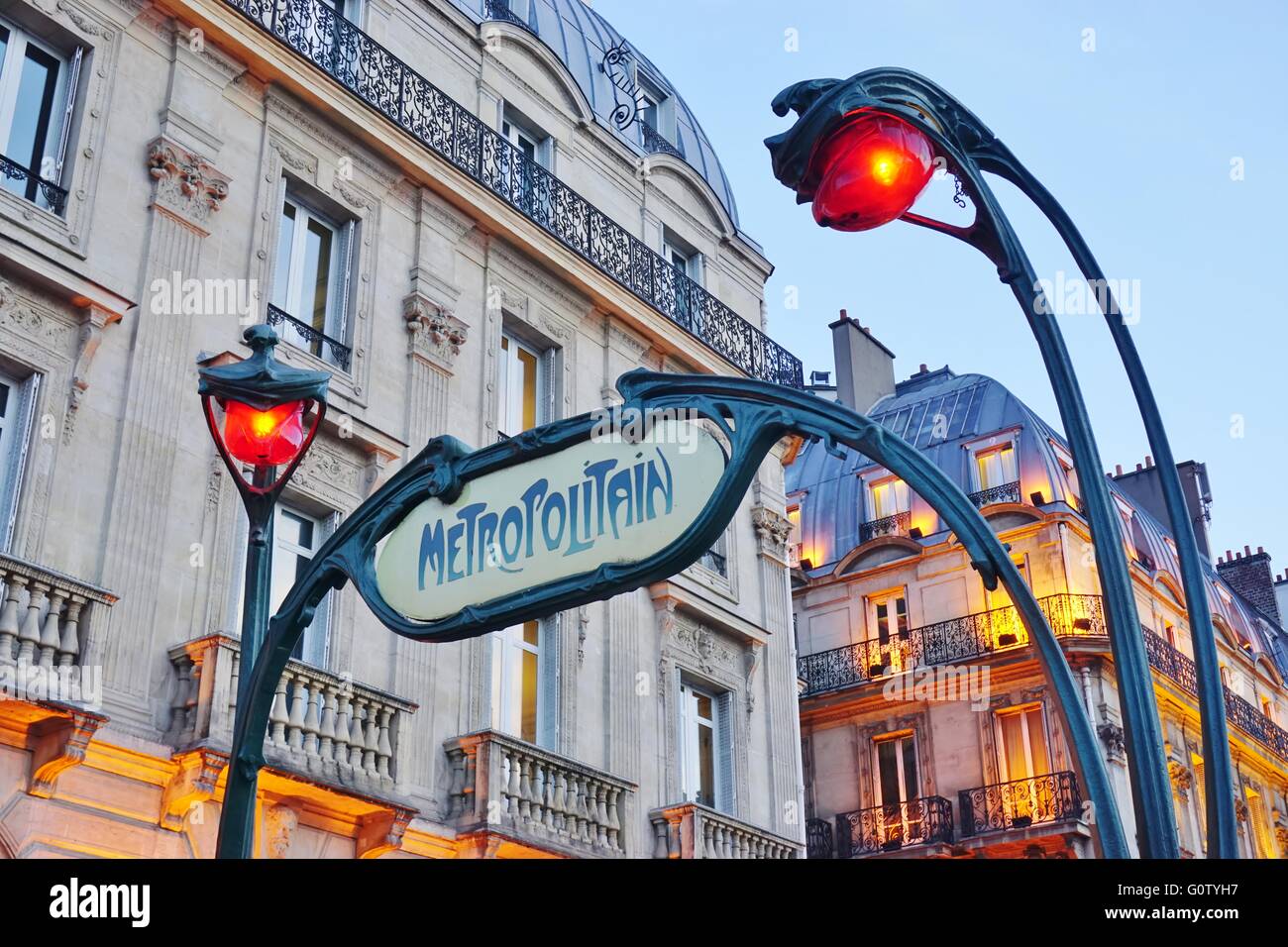 Sign at the entrance of a metro (Metropolitain) subway station in the ...