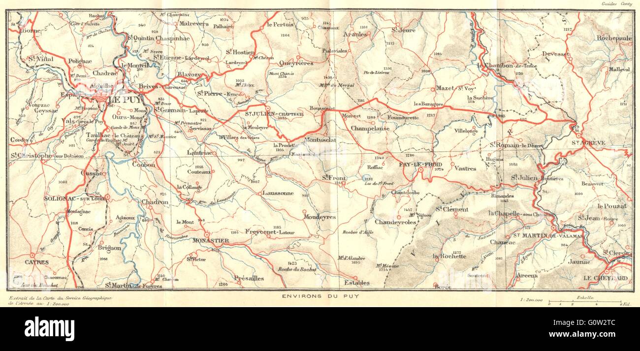 HAUTE-LOIRE: Environs du Puy, 1923 vintage map Stock Photo - Alamy