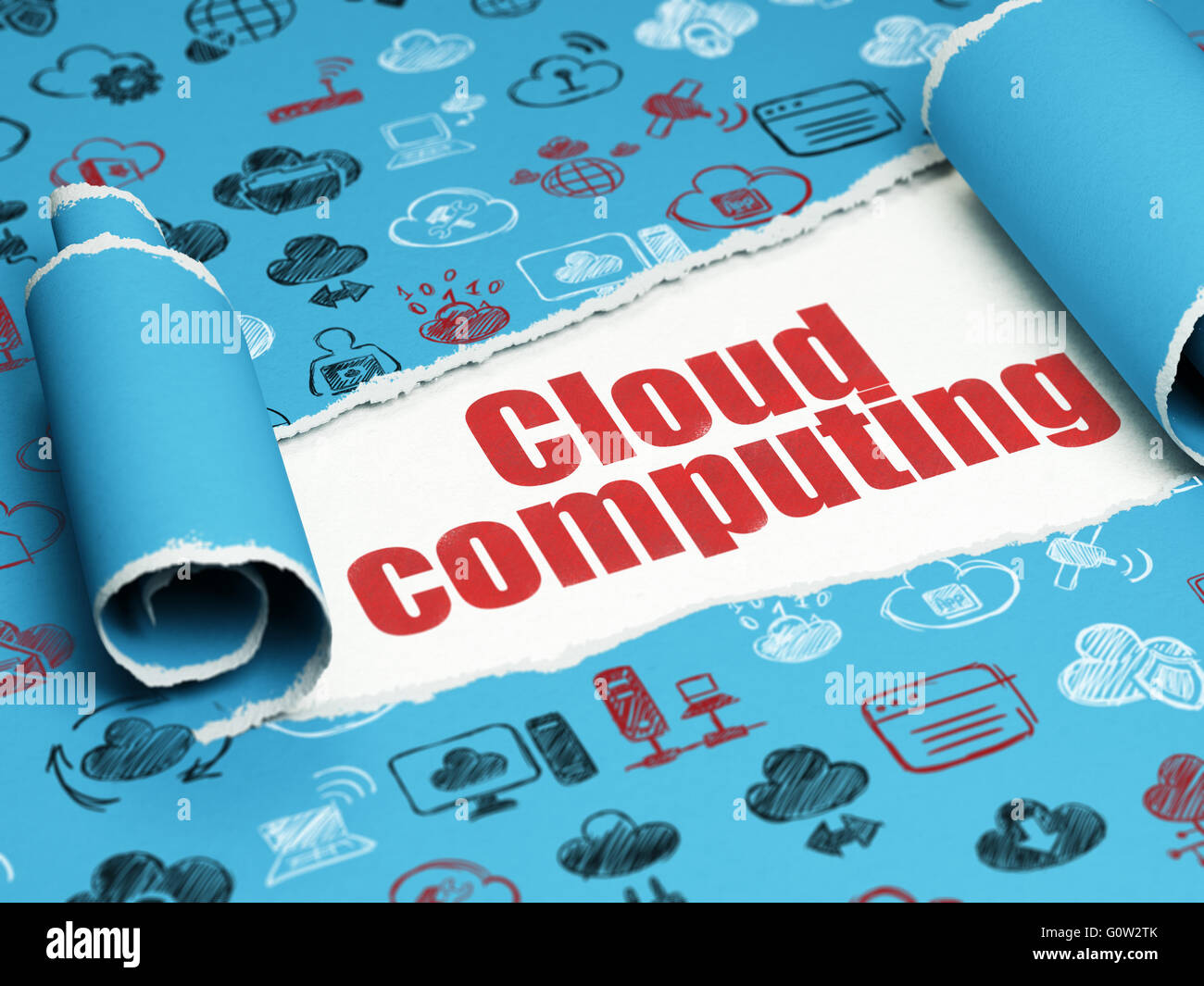 Cloud networking concept: red text Cloud Computing under the piece of ...