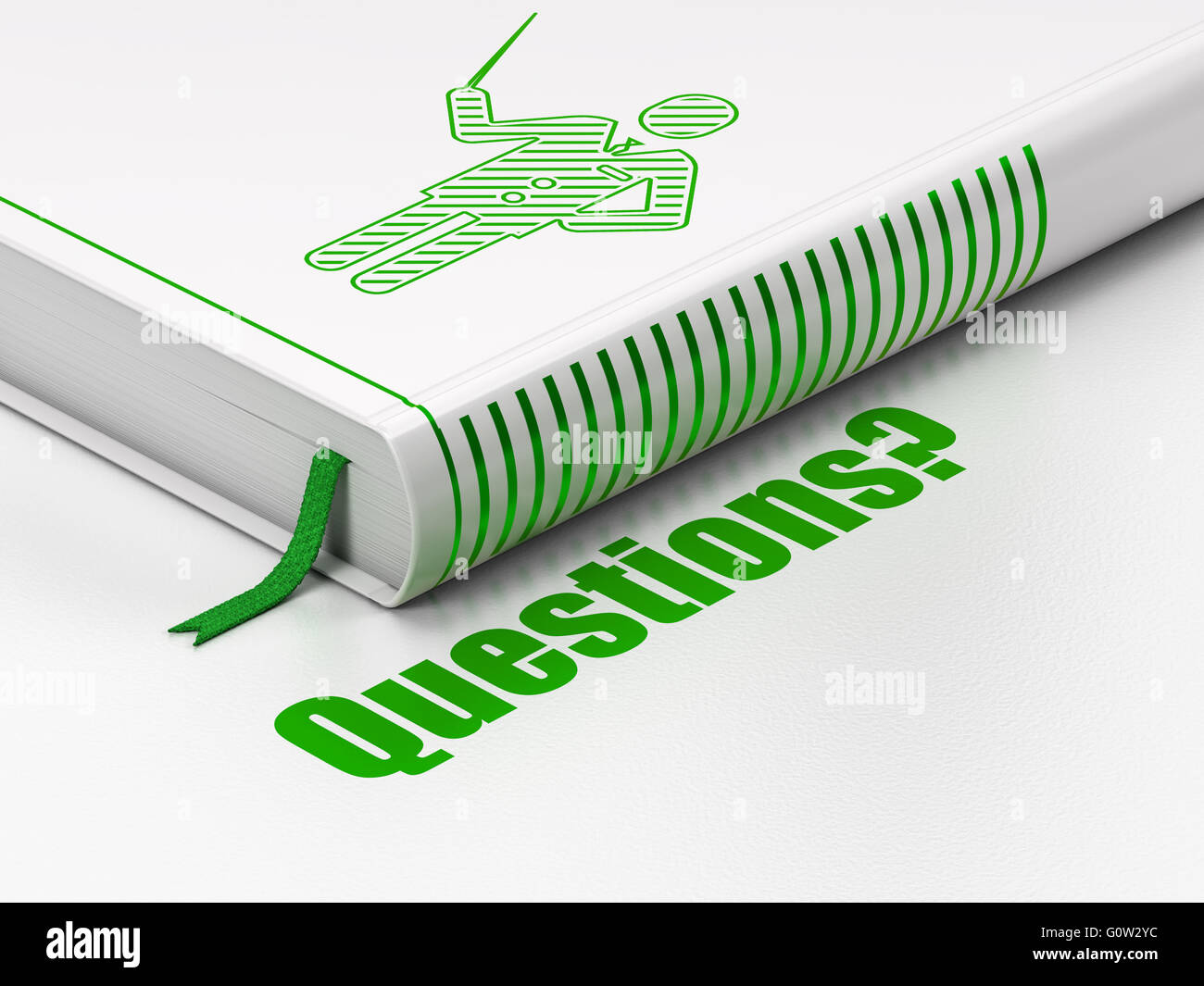 Education concept: book Teacher, Questions? on white background Stock ...