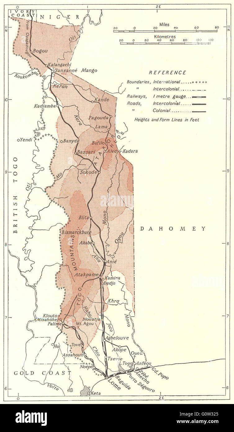 TOGO: Togo, 1944 vintage map Stock Photo - Alamy