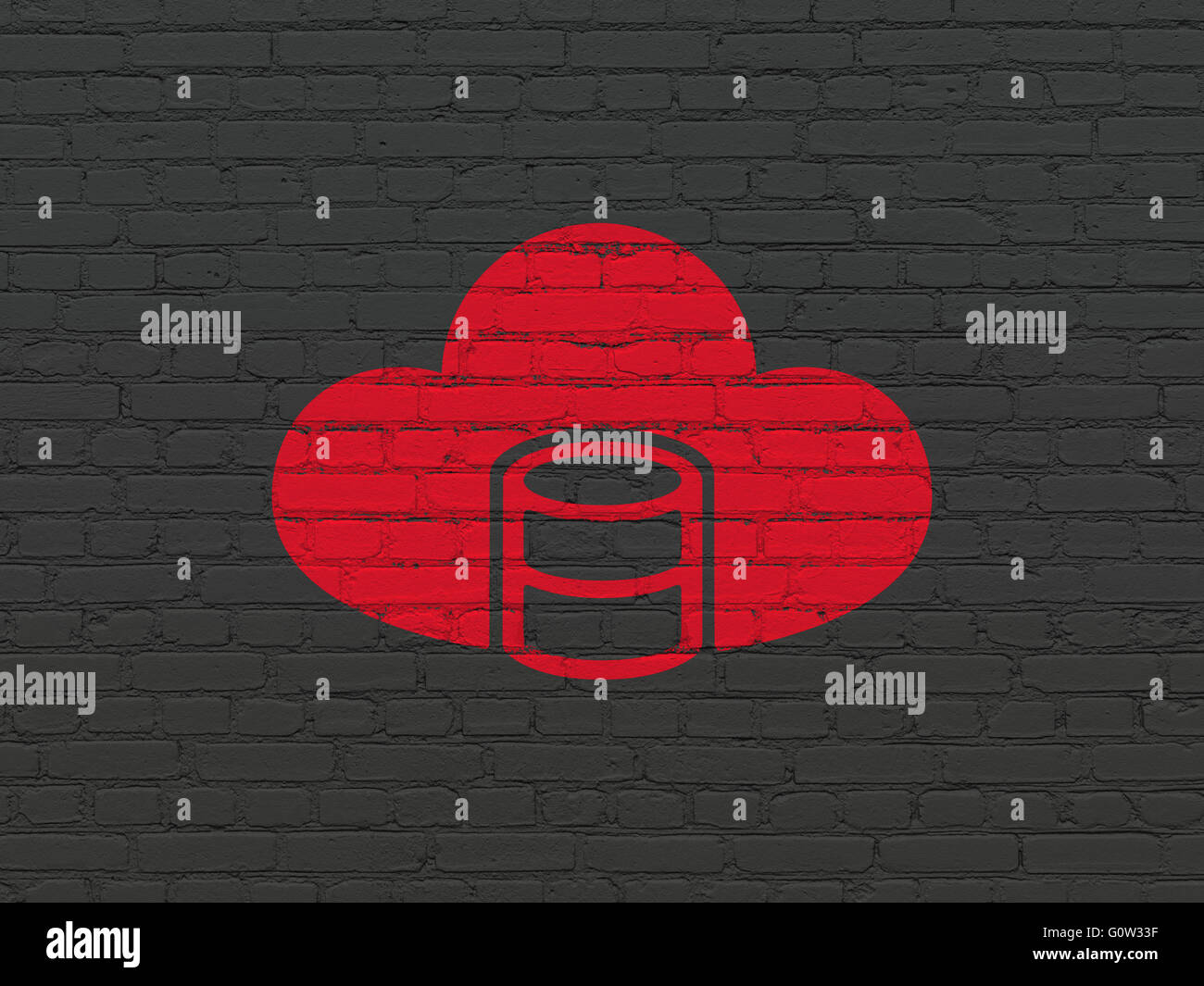 Programming concept: Database With Cloud on wall background Stock Photo ...