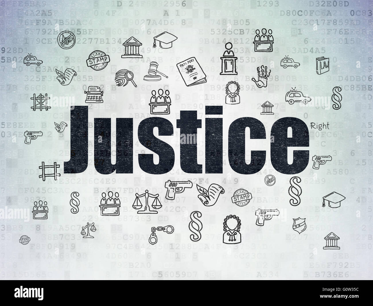 Law concept: Justice on Digital Data Paper background Stock Photo - Alamy