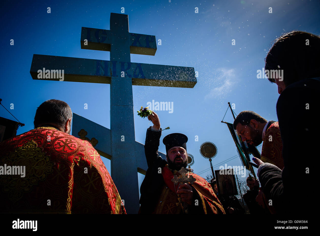Orthodox Christians take part in a procession on the streets of Varna ...
