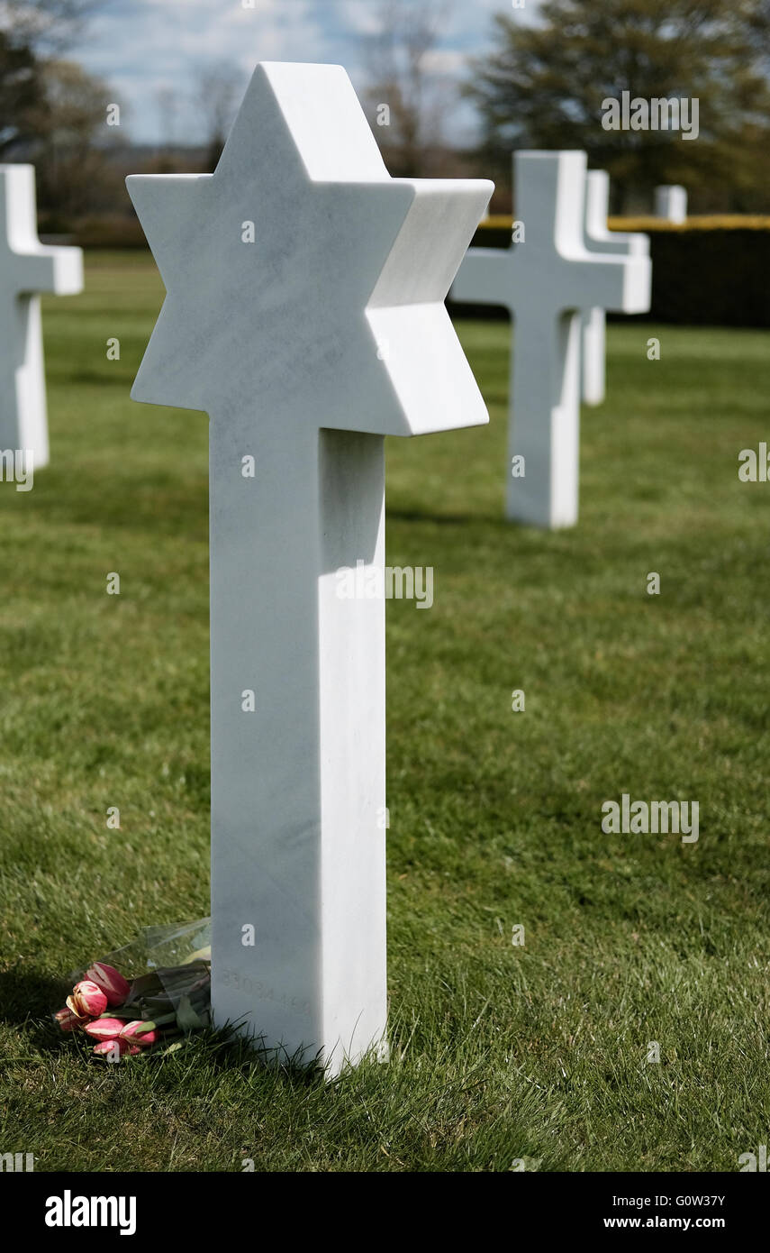 World War Two american cemetery showing the many gravestones in the ...