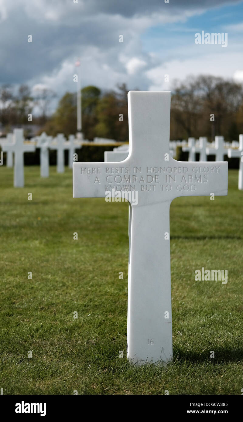 World War Two american cemetery showing the many gravestones in the ...