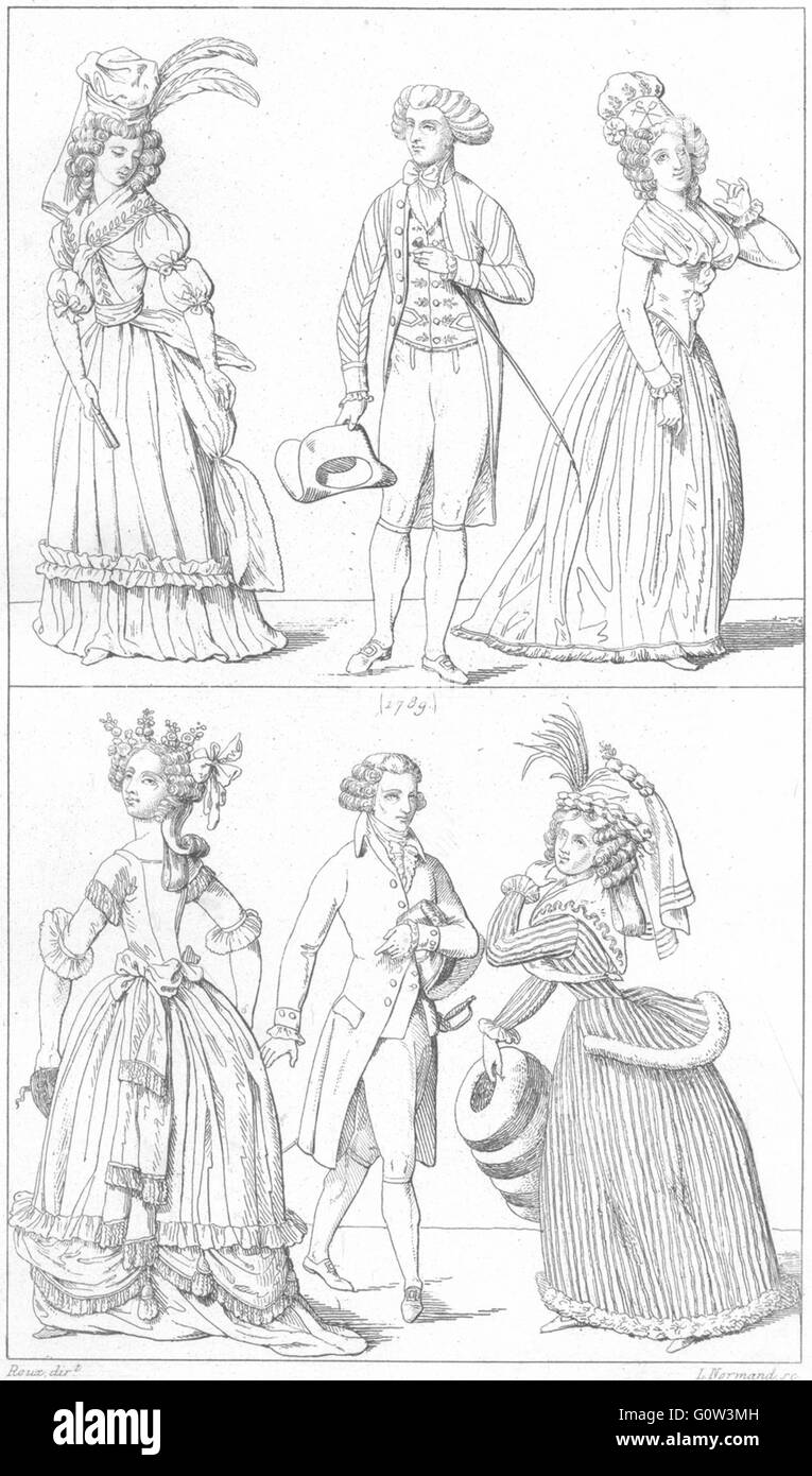 FRANCE: Costumes: Costume de bal; (1789); deuil, antique print 1875 ...