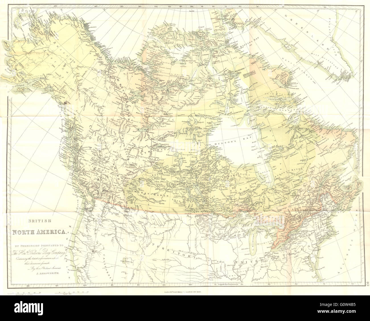 CANADA: British North America, 1914 antique map Stock Photo - Alamy