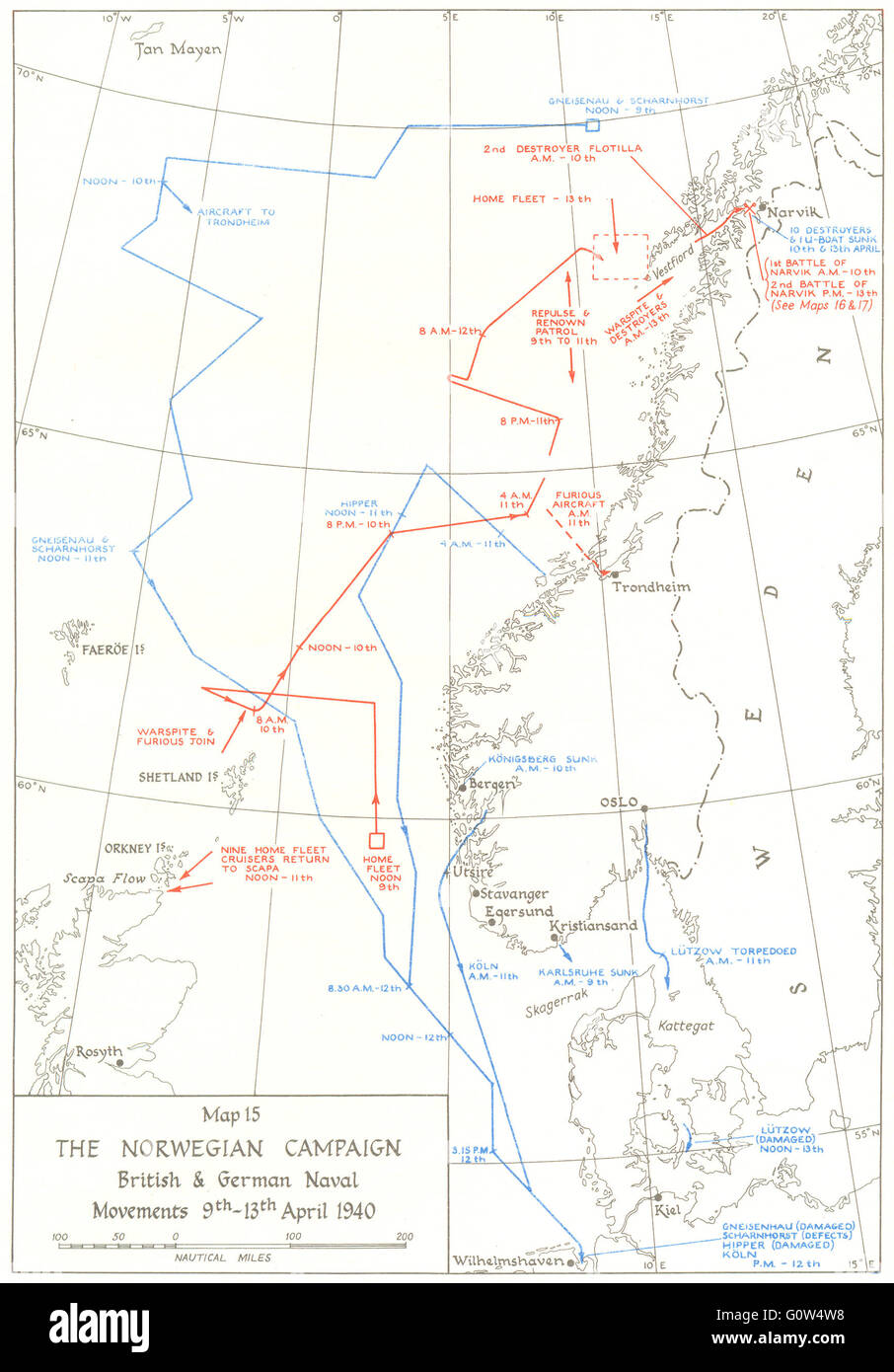 NORWEGIAN CAMPAIGN: British & German Naval movements, 9-13th Apr, 1940 ...