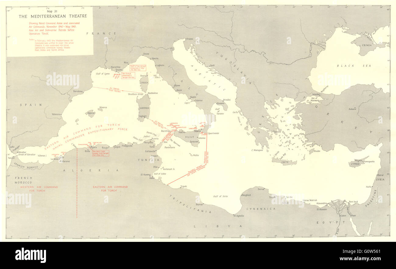 Mediterranean map 1942 hi-res stock photography and images - Alamy