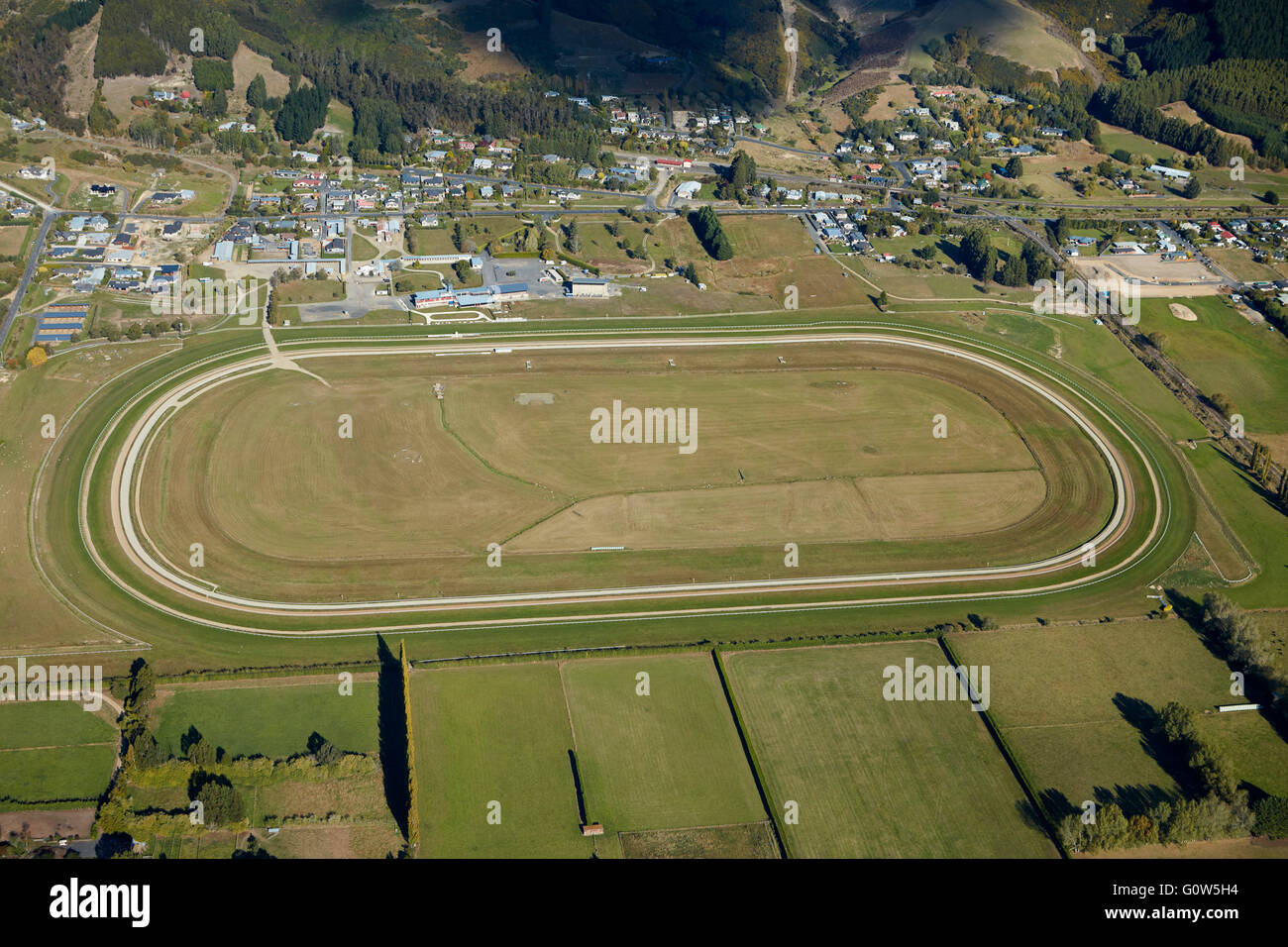 Wingatui Racecourse, Dunedin, Otago, South Island, New Zealand - aerial ...