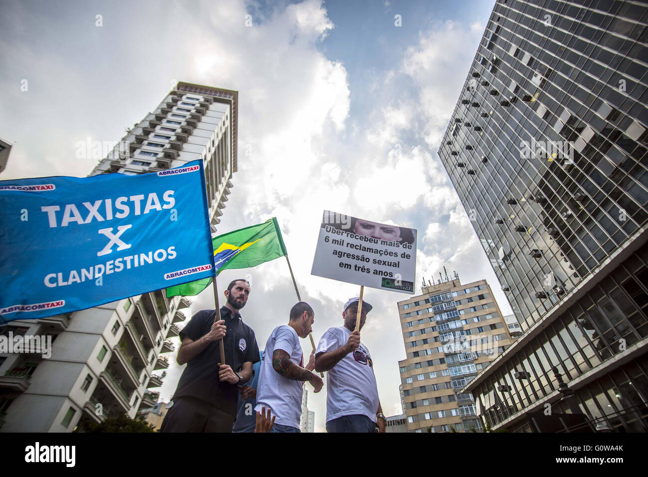 Sao Paulo, Brazil. 4th May, 2016. Hundreds of taxi drivers stage ...
