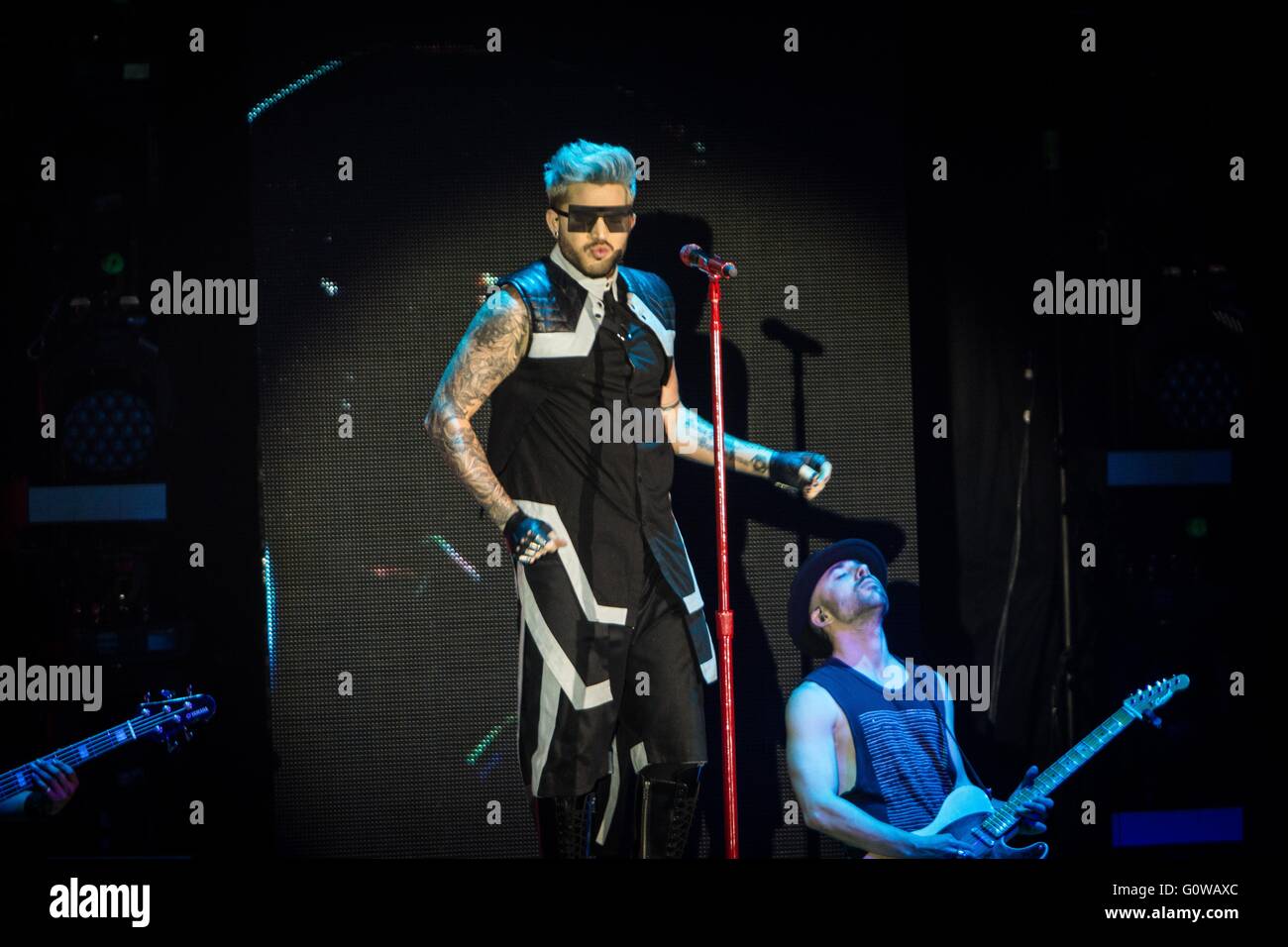The american singer and song-writer Adam Lambert pictured on stage as ...