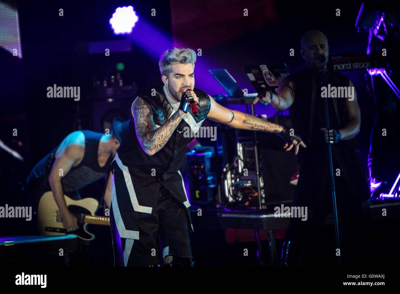 The american singer and song-writer Adam Lambert pictured on stage as ...