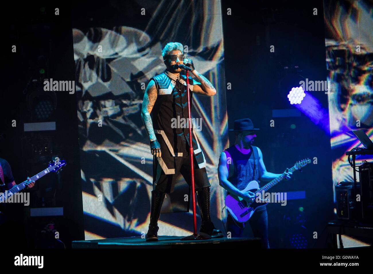 The american singer and song-writer Adam Lambert pictured on stage as ...