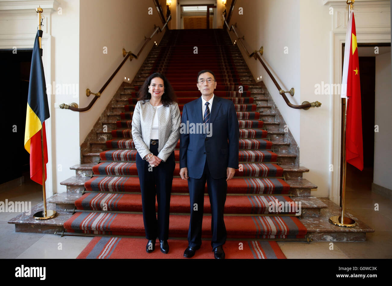 Brussels, Belgium. 4th May, 2016. Christine Defraigne (L), speaker of ...
