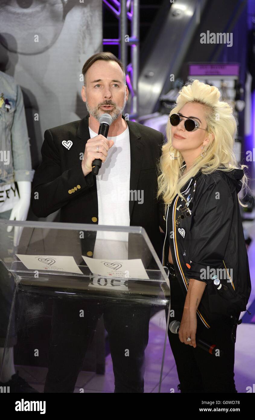 New York, NY, USA. 4th May, 2016. David Furnish, Lady Gaga at in-store ...