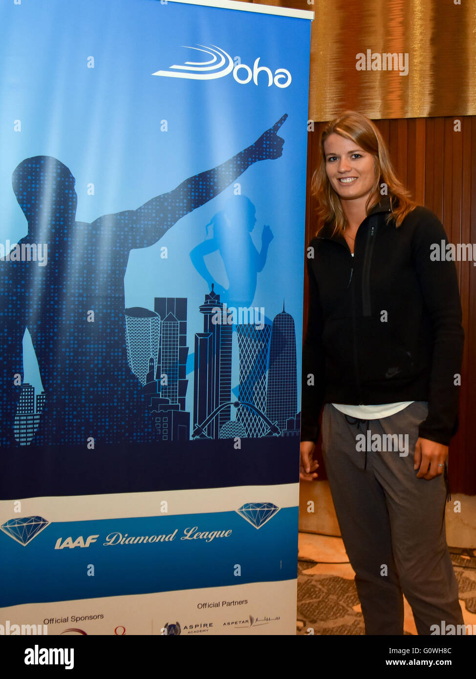 Doha, Qatar. 5th May, 2016. The Netherlands' Dafne Schippers poses for ...