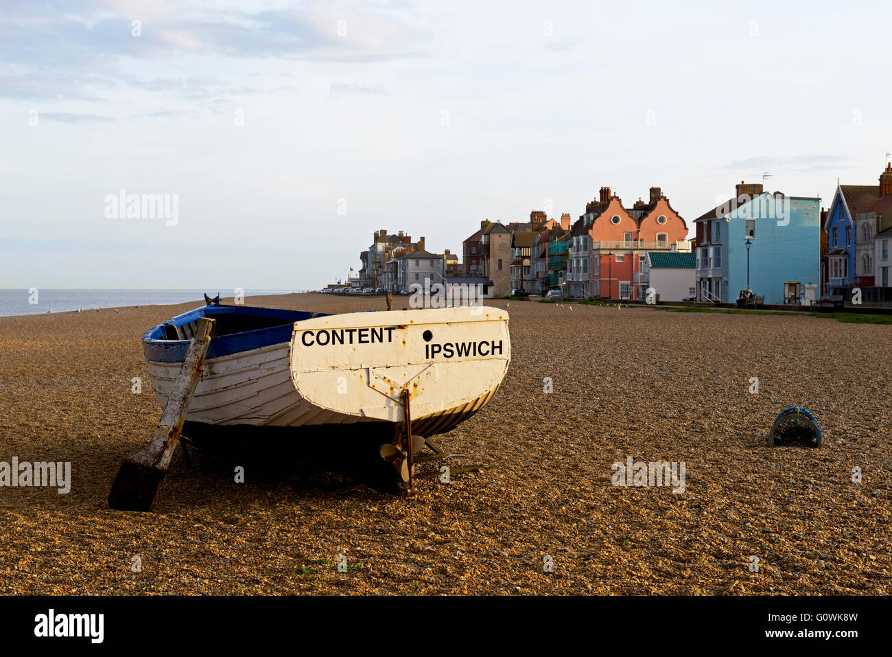 Boat on beach at Aldeburgh, Suffolk, England UK Stock Photo - Alamy