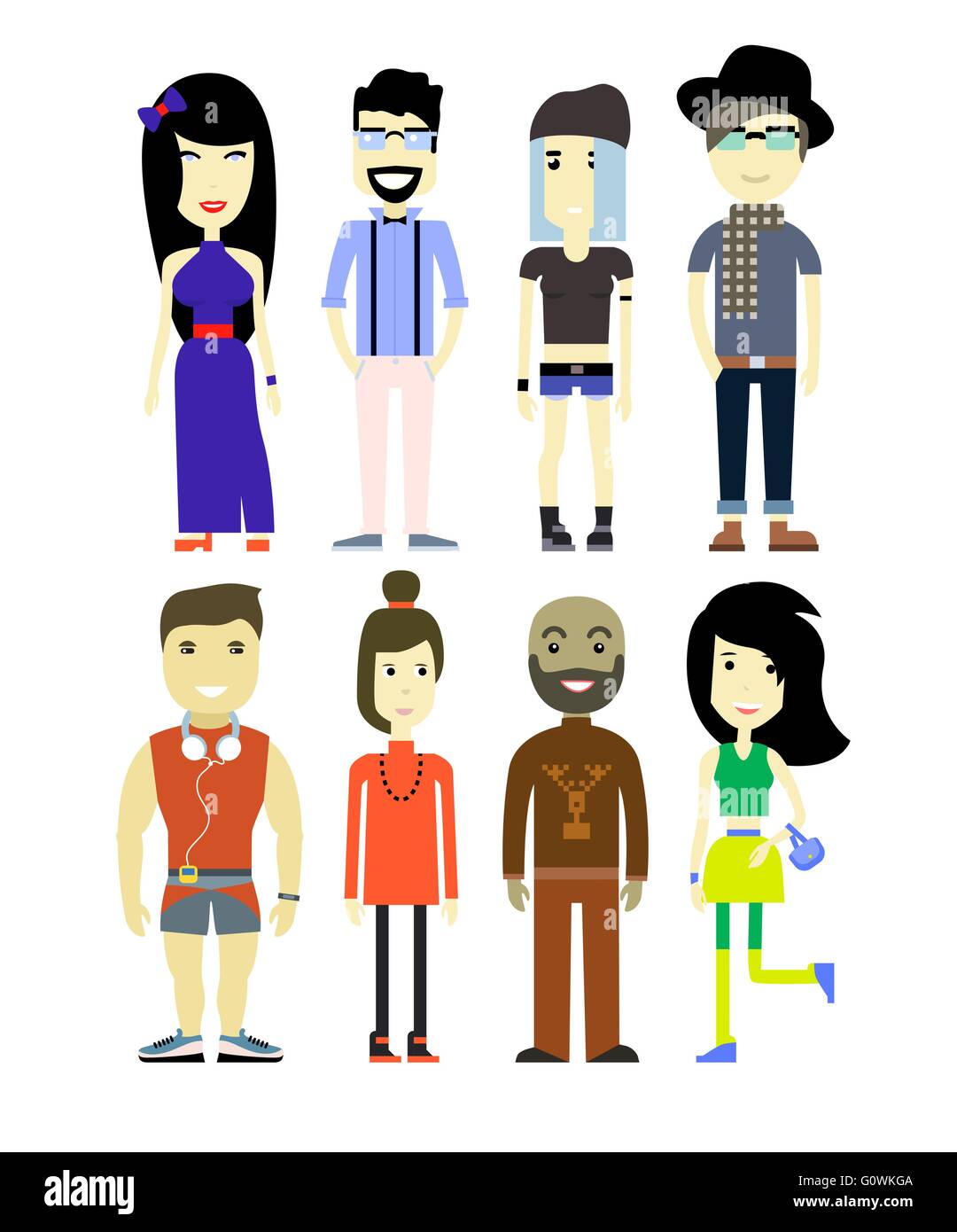 Vector illustration of different people characters, set collection ...