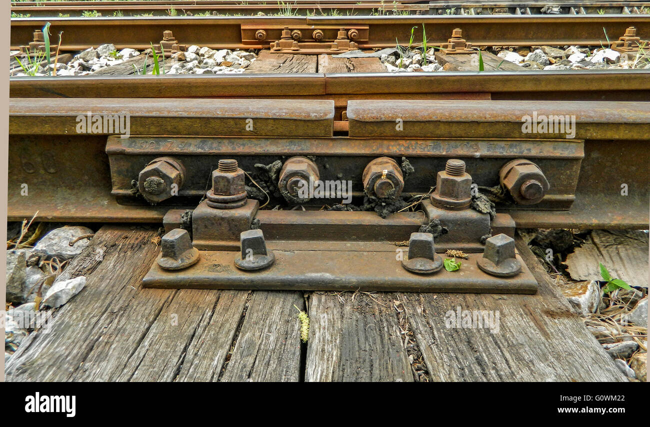 Old railway tracks and connections on it Stock Photo - Alamy